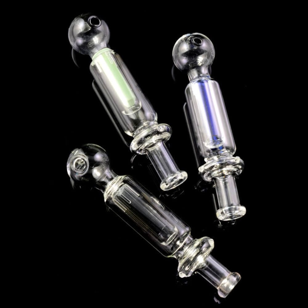 Clear Glass Oil Burner Pipe w/ Colored Perc - It's 4:20 Somewhere