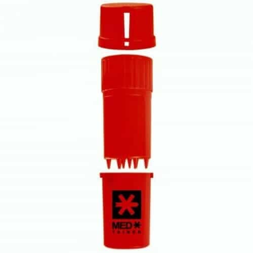 The Medtainer Storage w/ Grinder Red w/ Black Medtainer Logo, 20 Dram ...