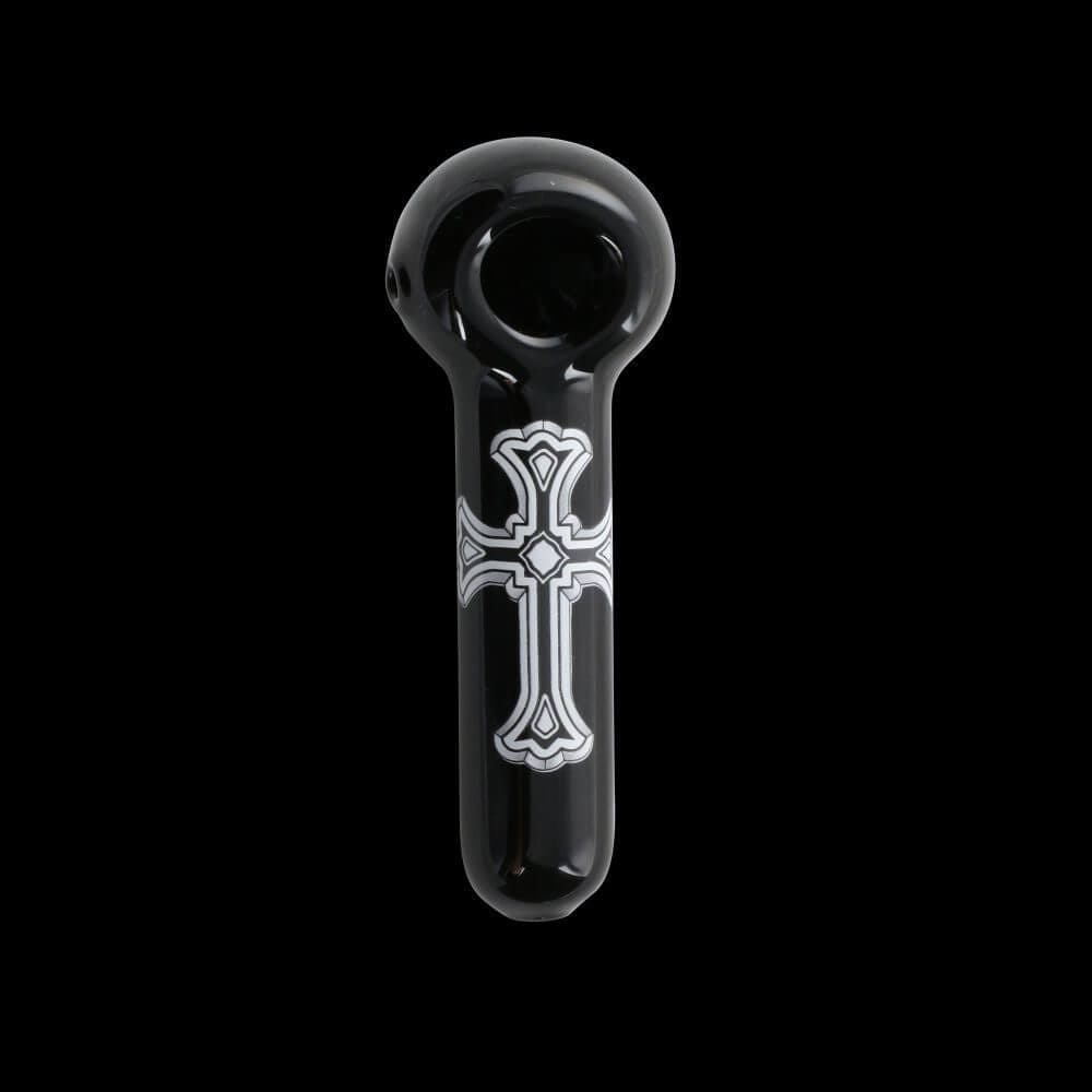 Chameleon Glass | Cross Label Glass Pipe - Black | Glass Hand Pipe