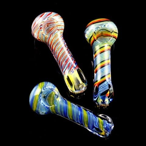 Small Color Changing Gold Fumed Striped Glass Hand Pipe - It's 4:20 ...