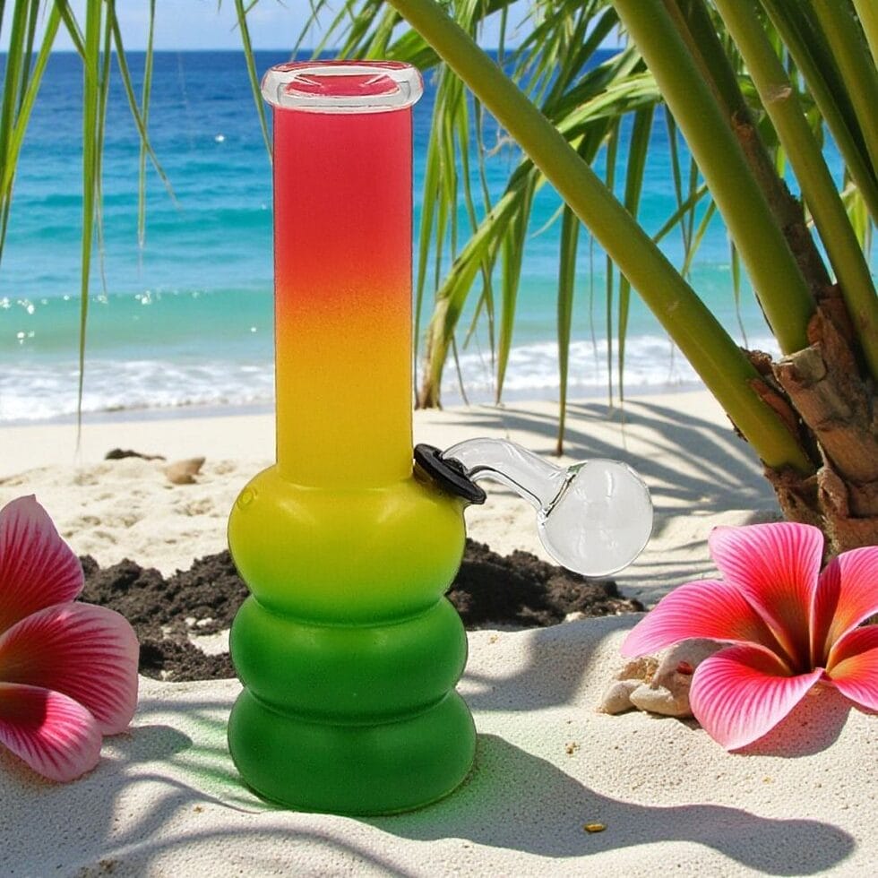 420º Below | 6" Frosted Mini Rasta Water Pipe w/ Oil Burner Attachment ...